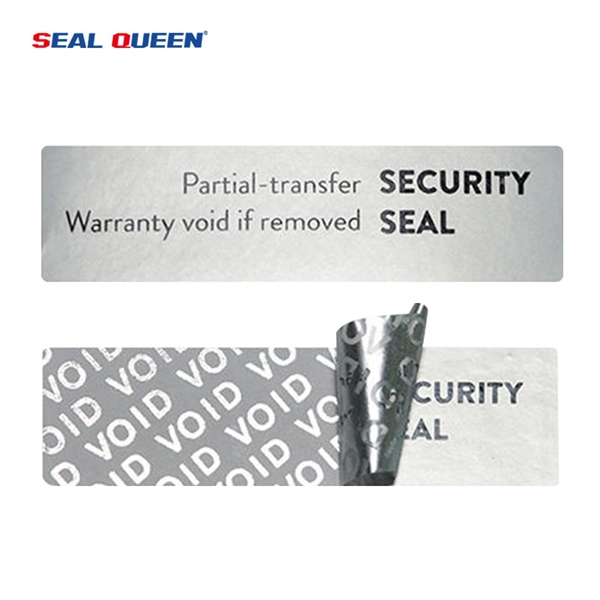 Shiny Silver label Tamper evident security seal